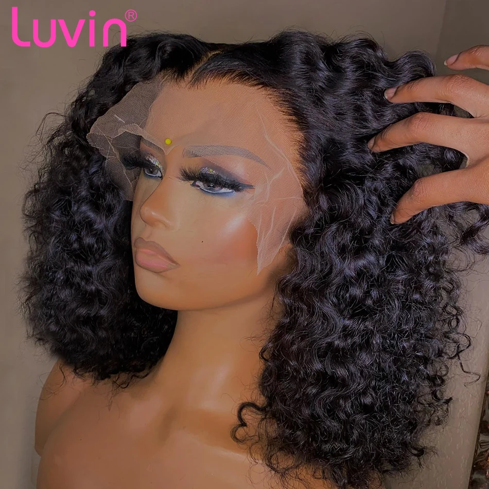 Luvin-Deep-Wave-Short-Bob-13x4-13x6-Lace-Front-Human-Hair-Wigs-Water ...