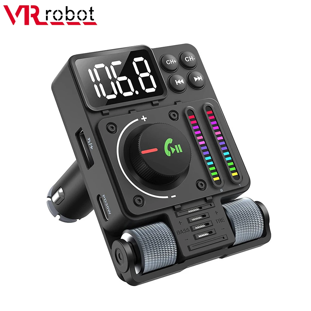VR Robot Bluetooth 5.3 Car FM Transmitter Bass Treble Sound Music ...