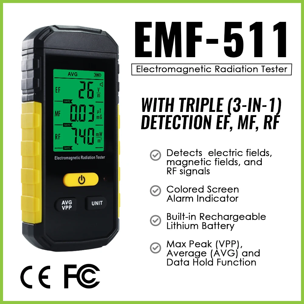 Professional EF/MF/RF Radiation Detector 3-in-1 Tester for Electric ...