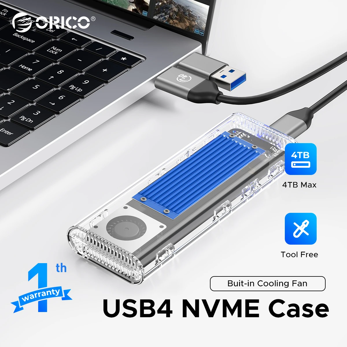 ORICO-40Gbps-USB4-M-2-SSD-Case-with-Cooling-Fan-M2-NVMe-Case-Enclosure ...