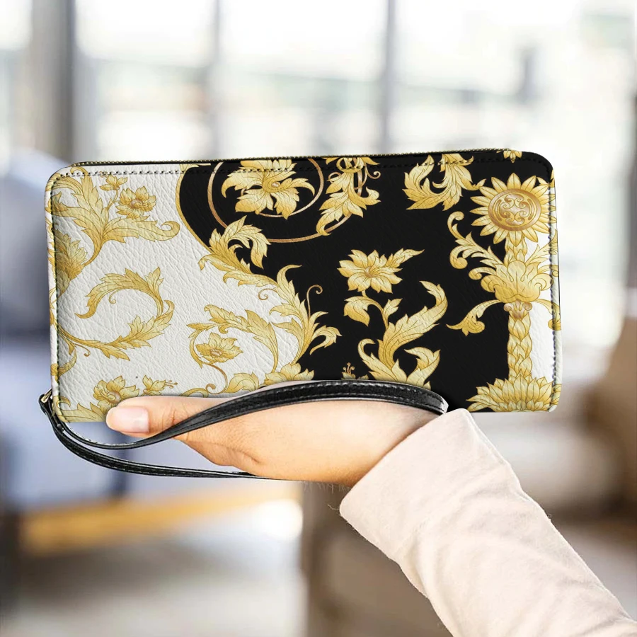 Golden-Baroque-Scroll-Womens-Casual-Cluth-Purse-High-Quality-Pu-Leather ...