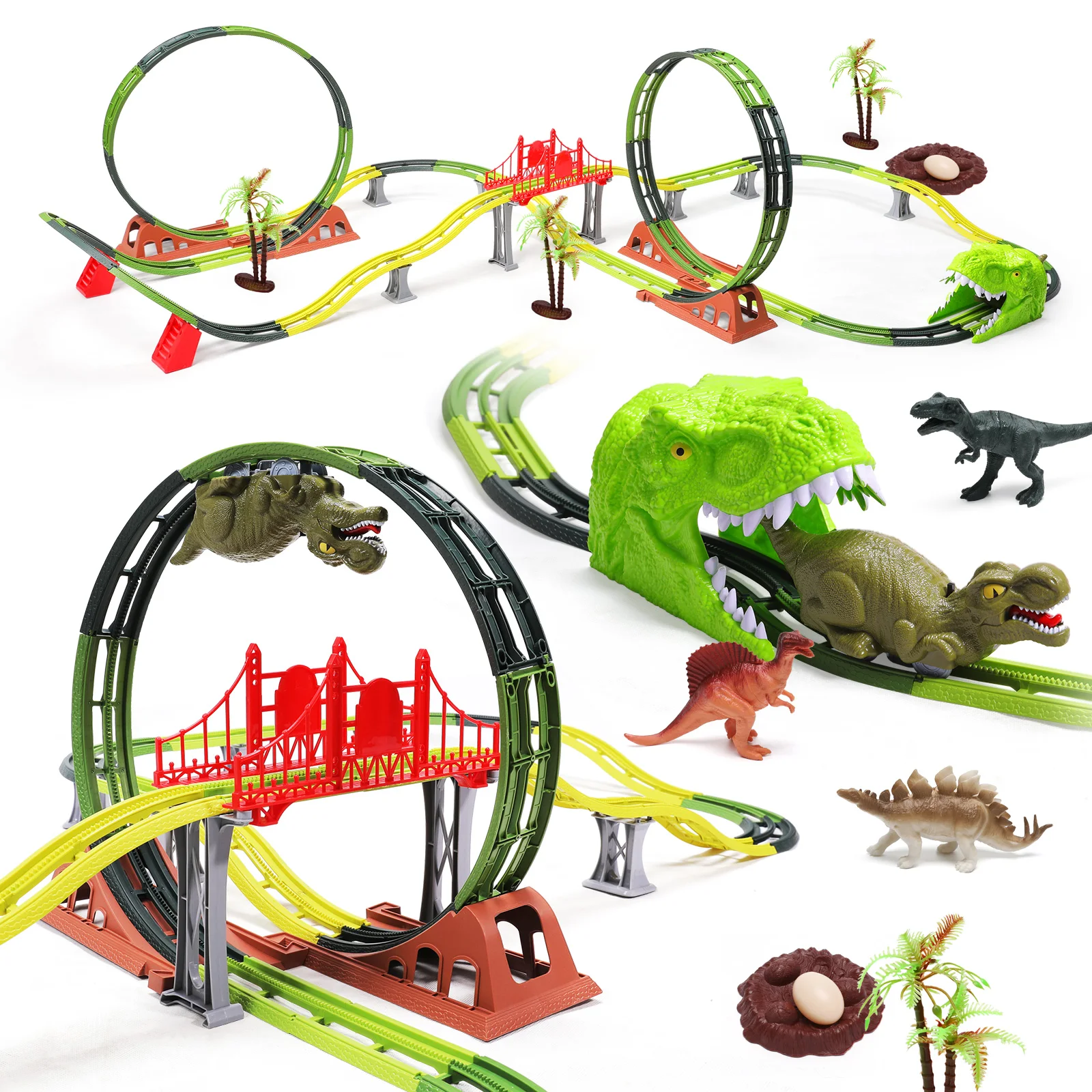 Dinosaur-Railway-Toy-Car-Kids-Track-Racing-Track-Toys-Set-Bend-Flexible ...