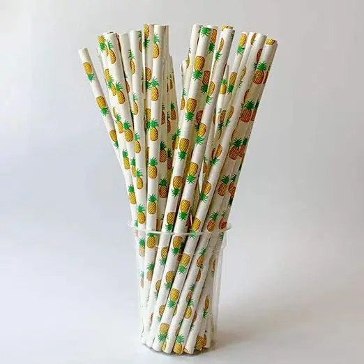 100Pcs-Biodegradable-Pineapple-Paper-Straws-Bulk-Party-Creative-Wedding ...
