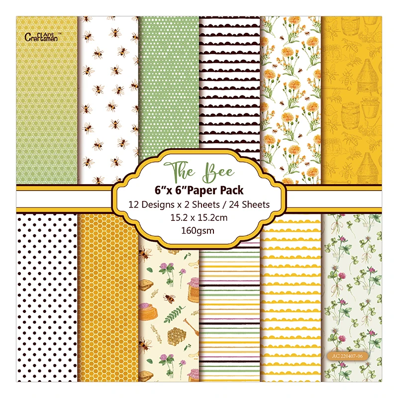 2022 New the bee Scrapbooking paper pack of 24 sheets handmade craft ...