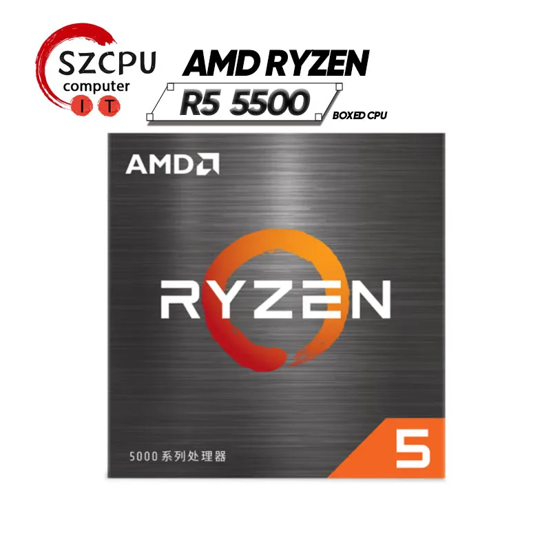 Amd Ryzen 5 5500 R5 5500 3.6 Ghz 6-core Processador Cpu De 12 Linhas 7nm L3 = 16m 100-000000457 ...