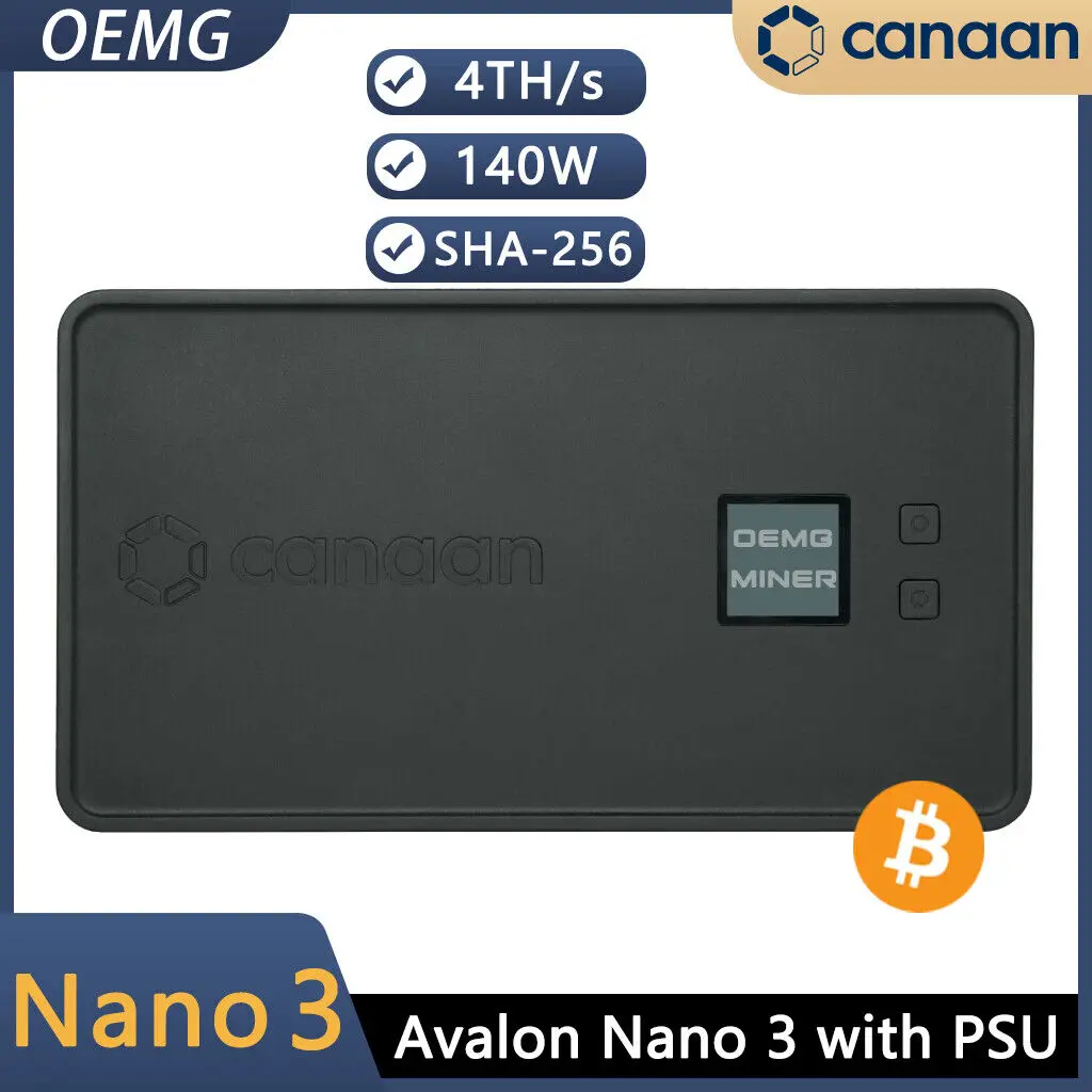 New-Avalon-Nano-3-Bitcoin-Miner-140W-Home-Quiet-Asic-Miner-with-PSU ...