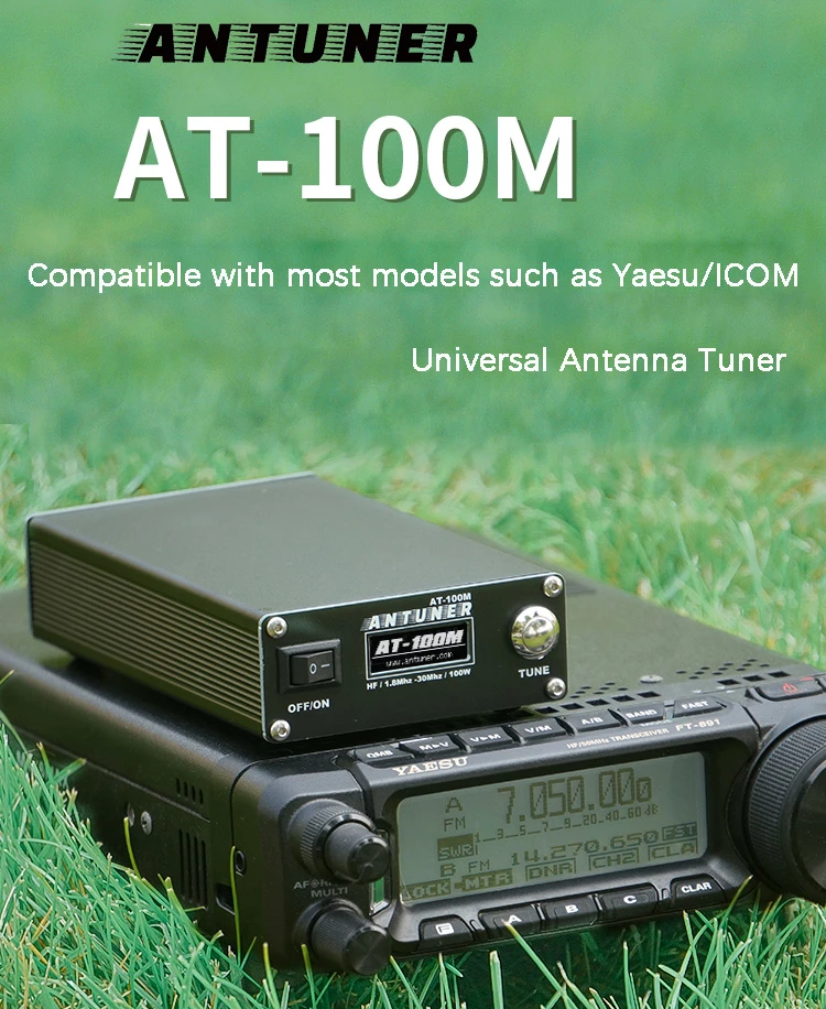 At-100m Universal Antenna Tuner For Yaesu Icom Kenwood Xiegu Automatic ...