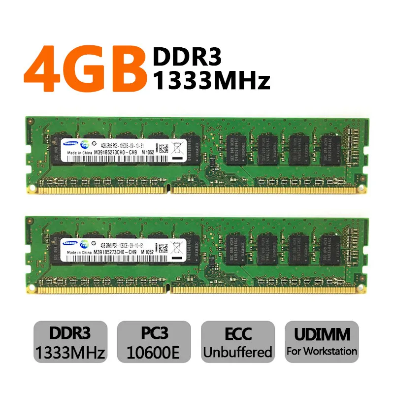 4 Go 1333 MHz 1.35 V x1 - Samsung Memoria RAM DDR3 ECC Sans Tampon ...