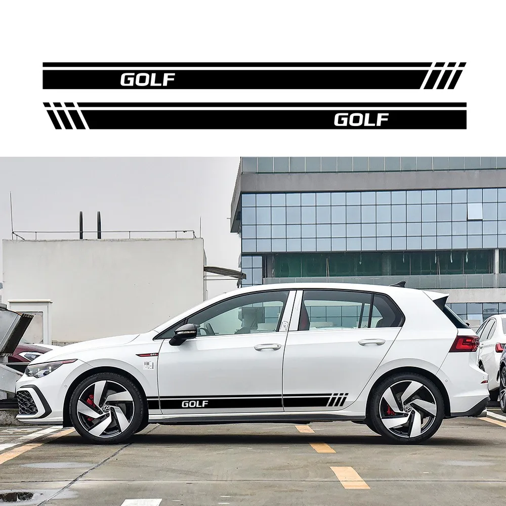 2pcs Ashion Racing Striped Car Decals For Vw Golf Gtd Mk4 5 6 7 8 ...