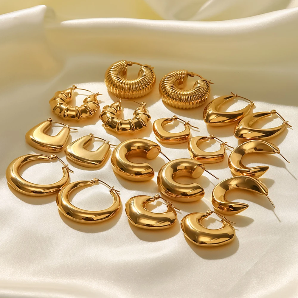 Uworld Rvs Chunky Oorringen Sieraden Voor Vrouwen 18K Pvd Vergulde ...