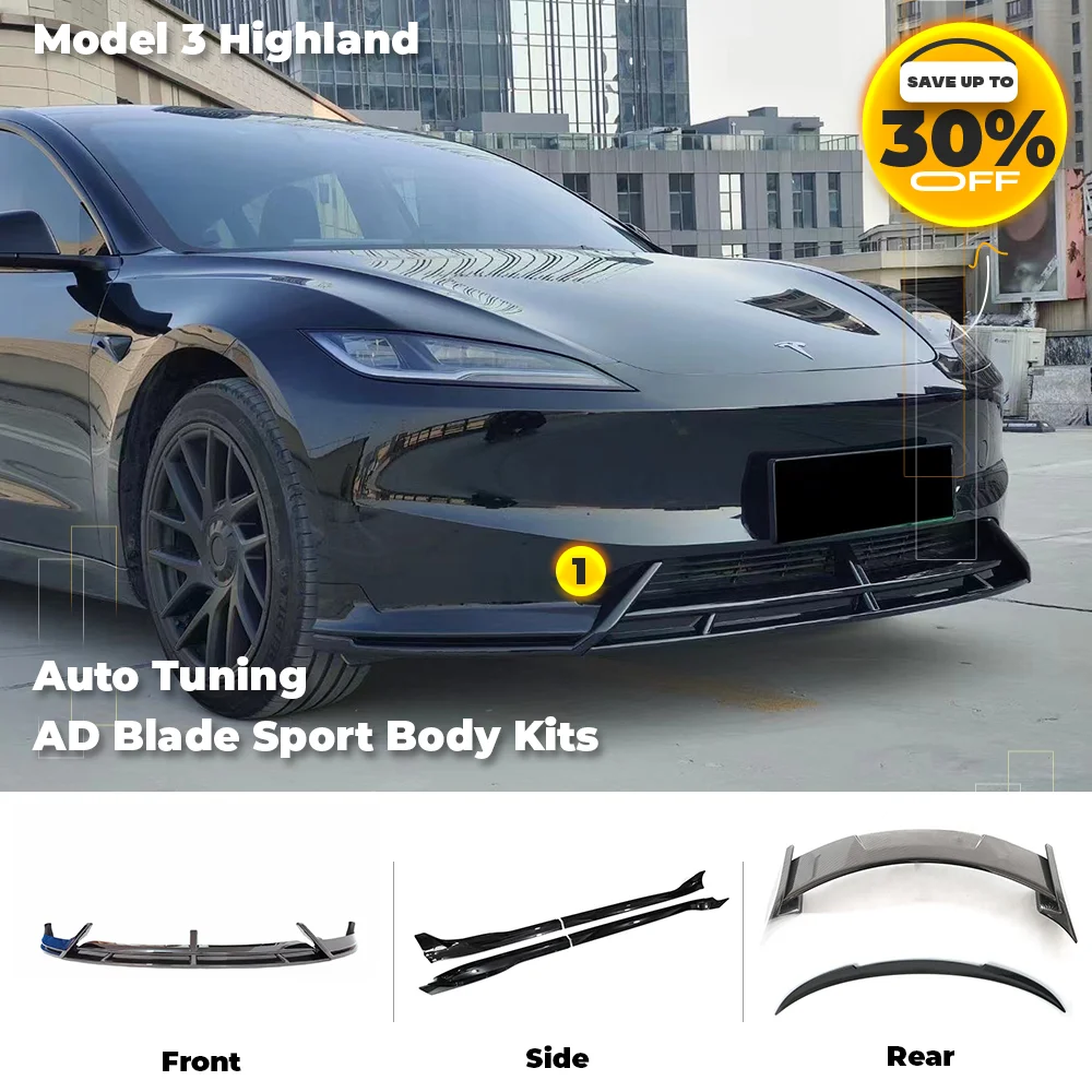 For-Tesla-Model-3-Highland-2024-BodyKit-Front-Lip-Side-Skirt-Rear ...