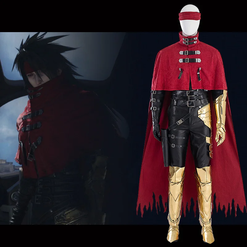 Vincent Valentine Cosplay Costume FF7 Red Cape Battle Suit Male Game ...