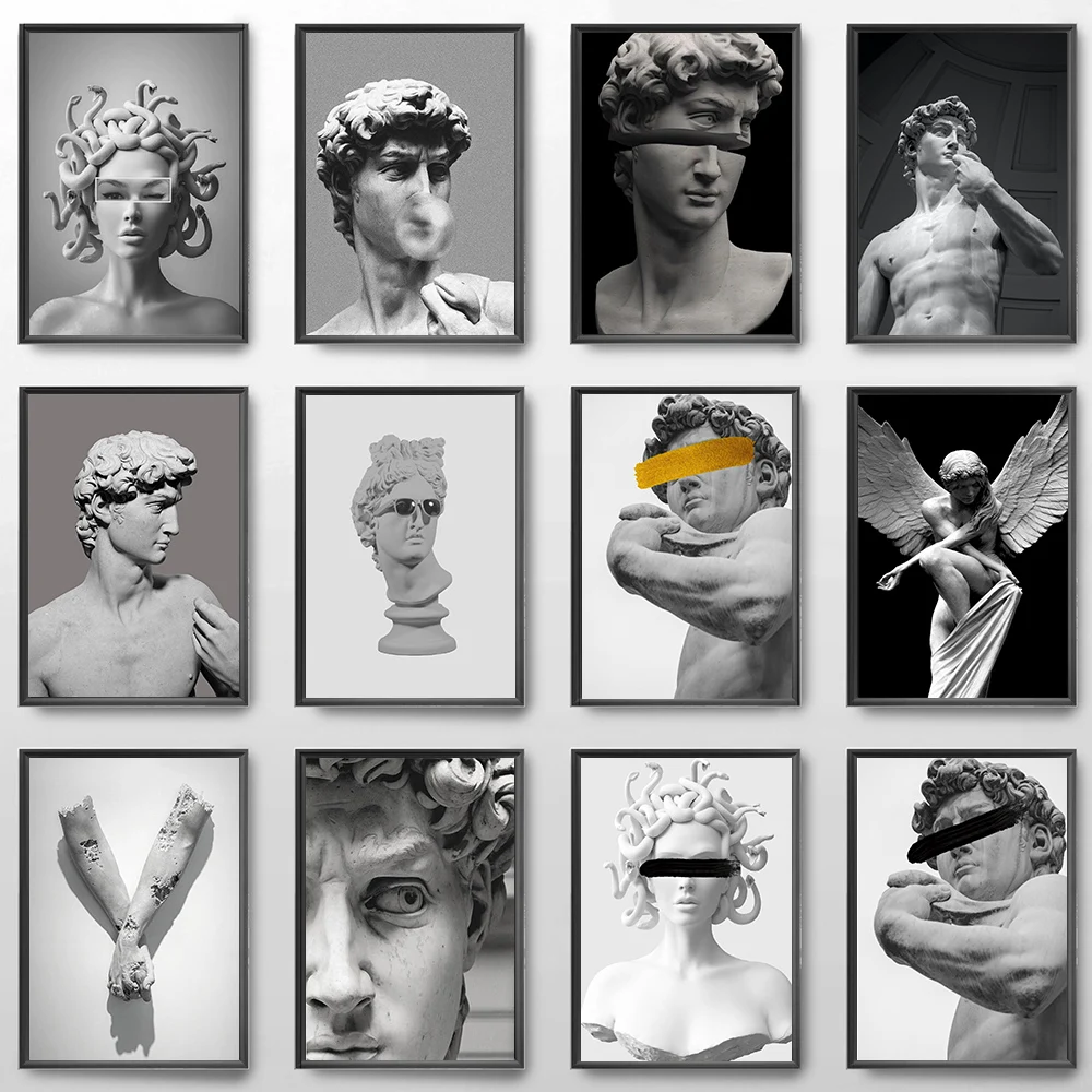 Modern Apollo Marble Sculpture Canvas Painting David Popolo Graffiti ...