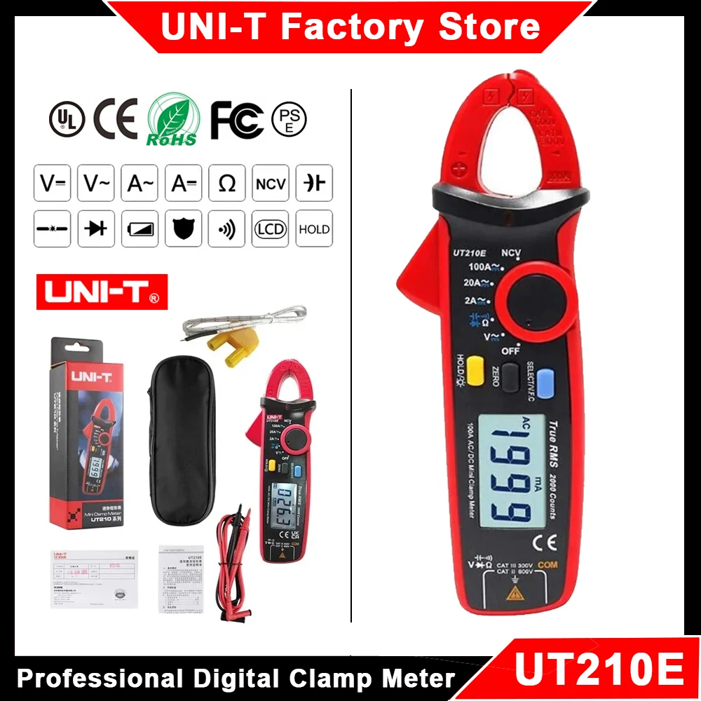 UNI-T-UT210E-UT210D-UT210A-Clamp-Meter-AC-DC-Pliers-Ammeter-Voltmeter ...