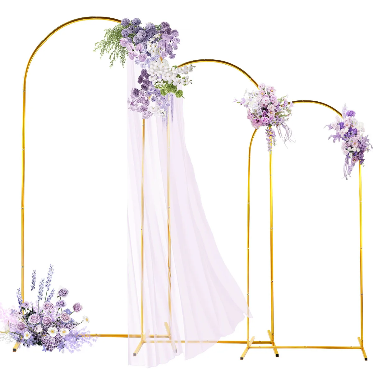 3Pack Golden Metal Arch Kits, Adjustable & Portable Backdrop Stand for ...