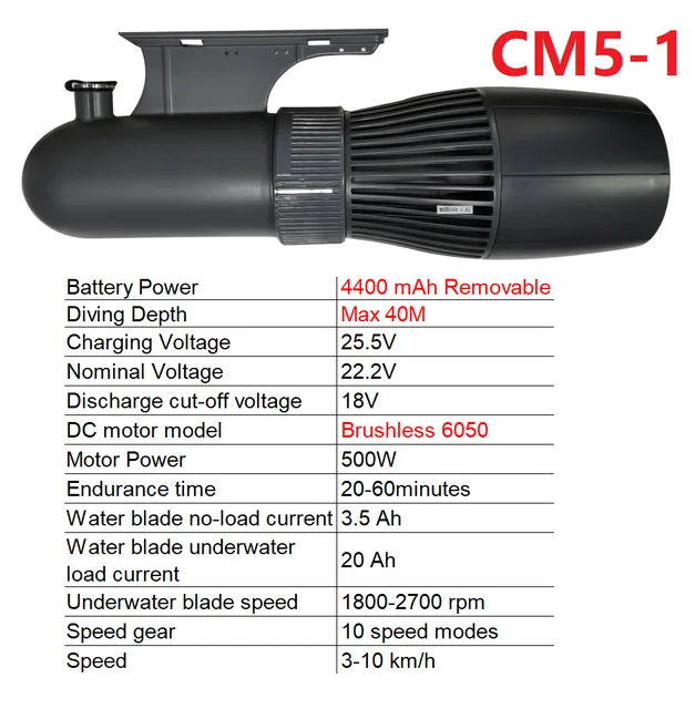 500w Electric Underwater Sea Scooter 60mins Diving Scooter 40M ...