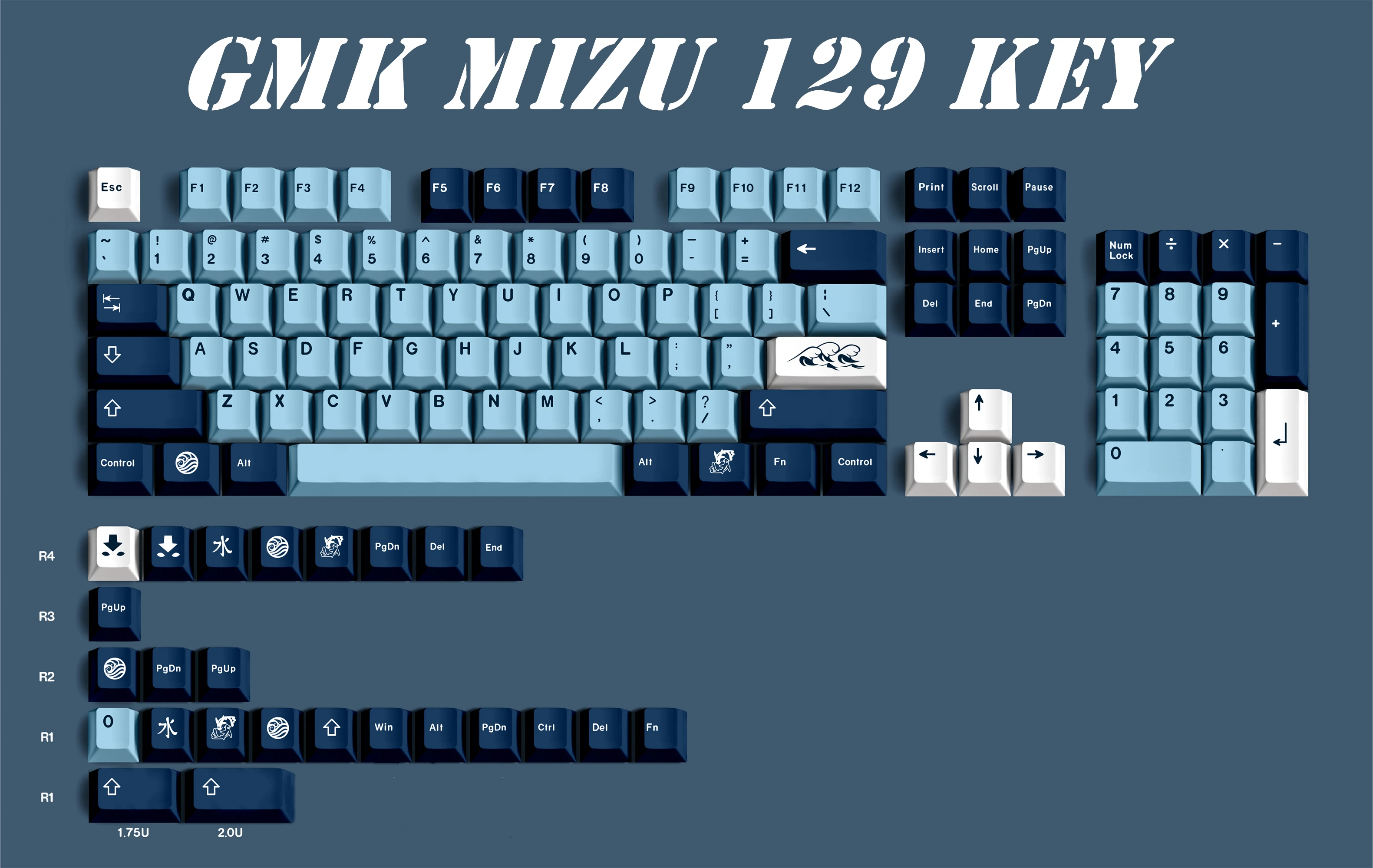GMK-MIZU-Keycaps-129-Keys-PBT-Keycaps-Cherry-Profile-DYE-SUB-Personalized-GMK-Keycaps-For ...