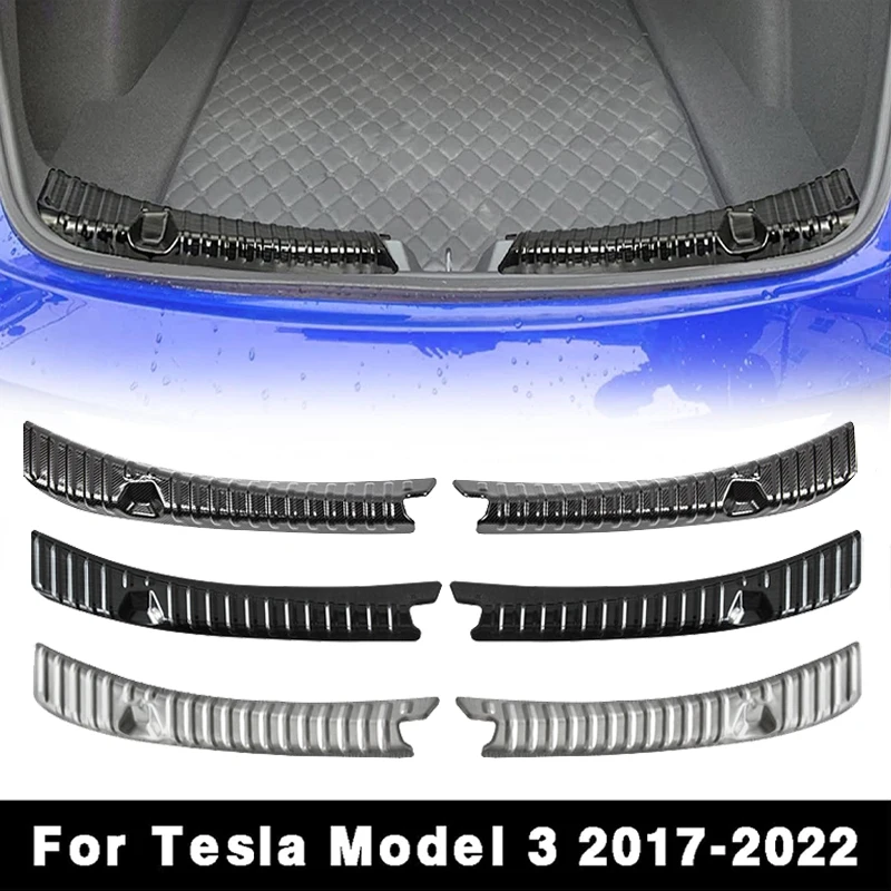 For Tesla Model 3 Rear Bumper Foot Plate Rear Trunk Sill Guard Pad ...