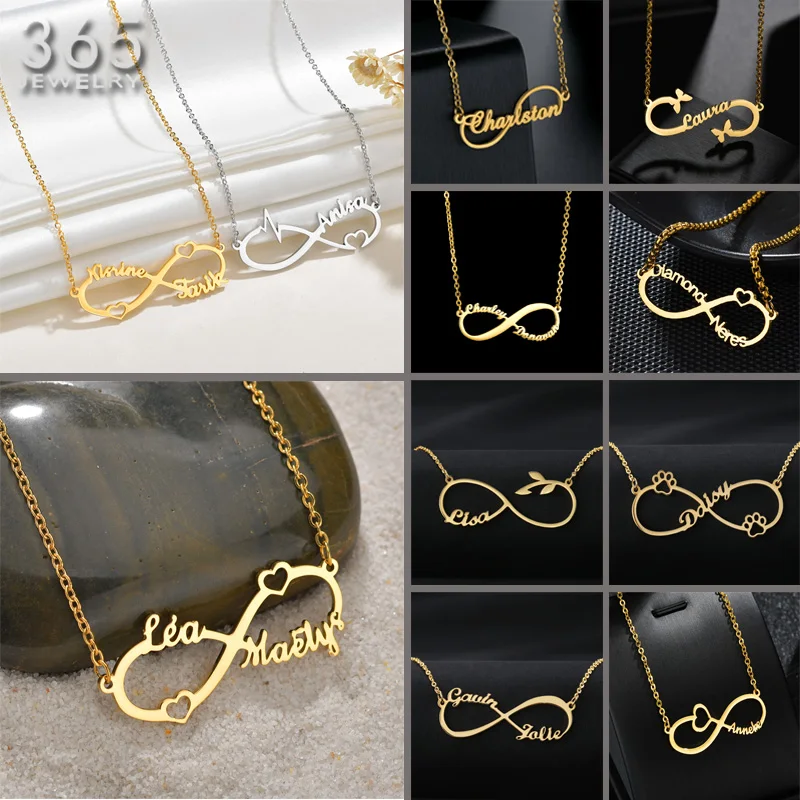 Custom-Infinity-Names-Necklaces-Stainless-Steel-Heart-Butterfly ...