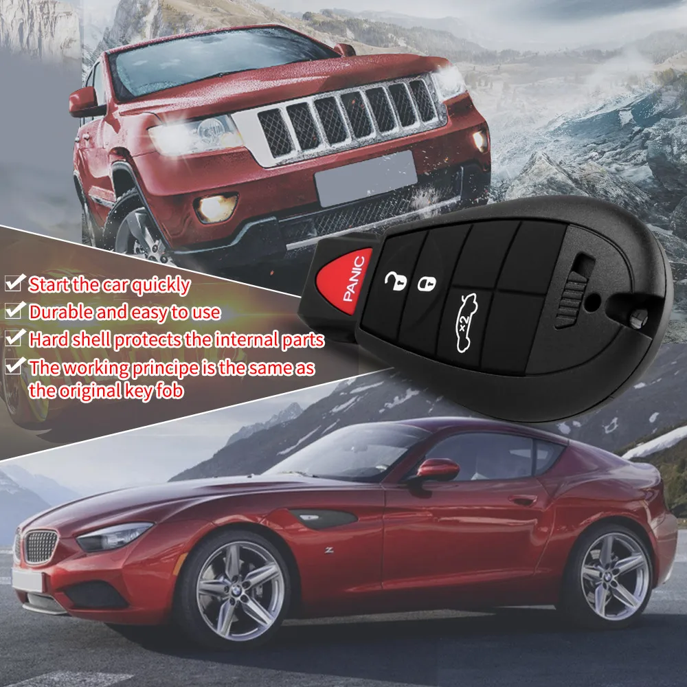 Car-Key-2PCS-J27-J28-4-Button-Smart-Key-Fob-for-Dodge-Vehicles-Durable ...