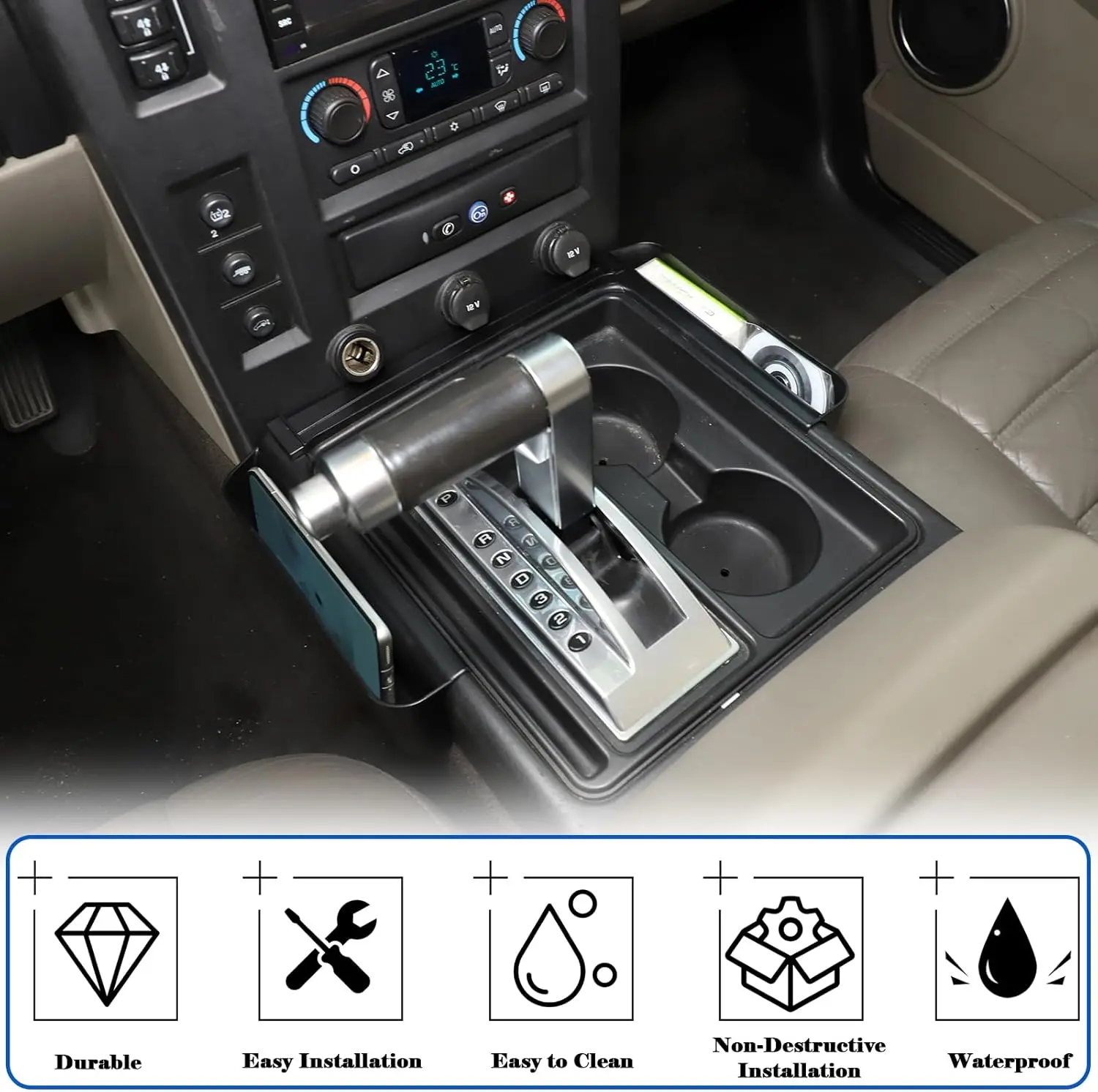 ABS Armrest Box Hiden Privacy Storage Box For Hummer H2 2003-2007 ...