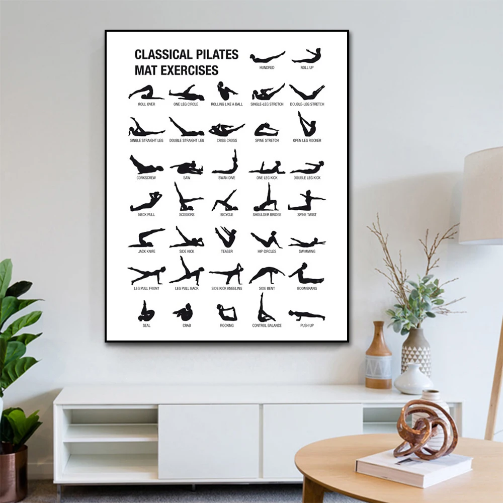 Pilates-Workout-Chart-Poster-Fitness-Canvas-Painting-Prints-Yoga-Room ...