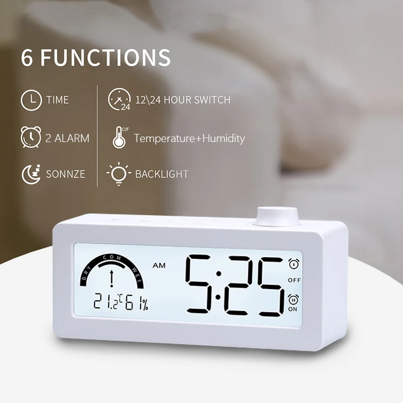 Modern-Dual-Smart-Alarm-Clocks-Backlight-Snooze-Thermometer-Hygrometer ...
