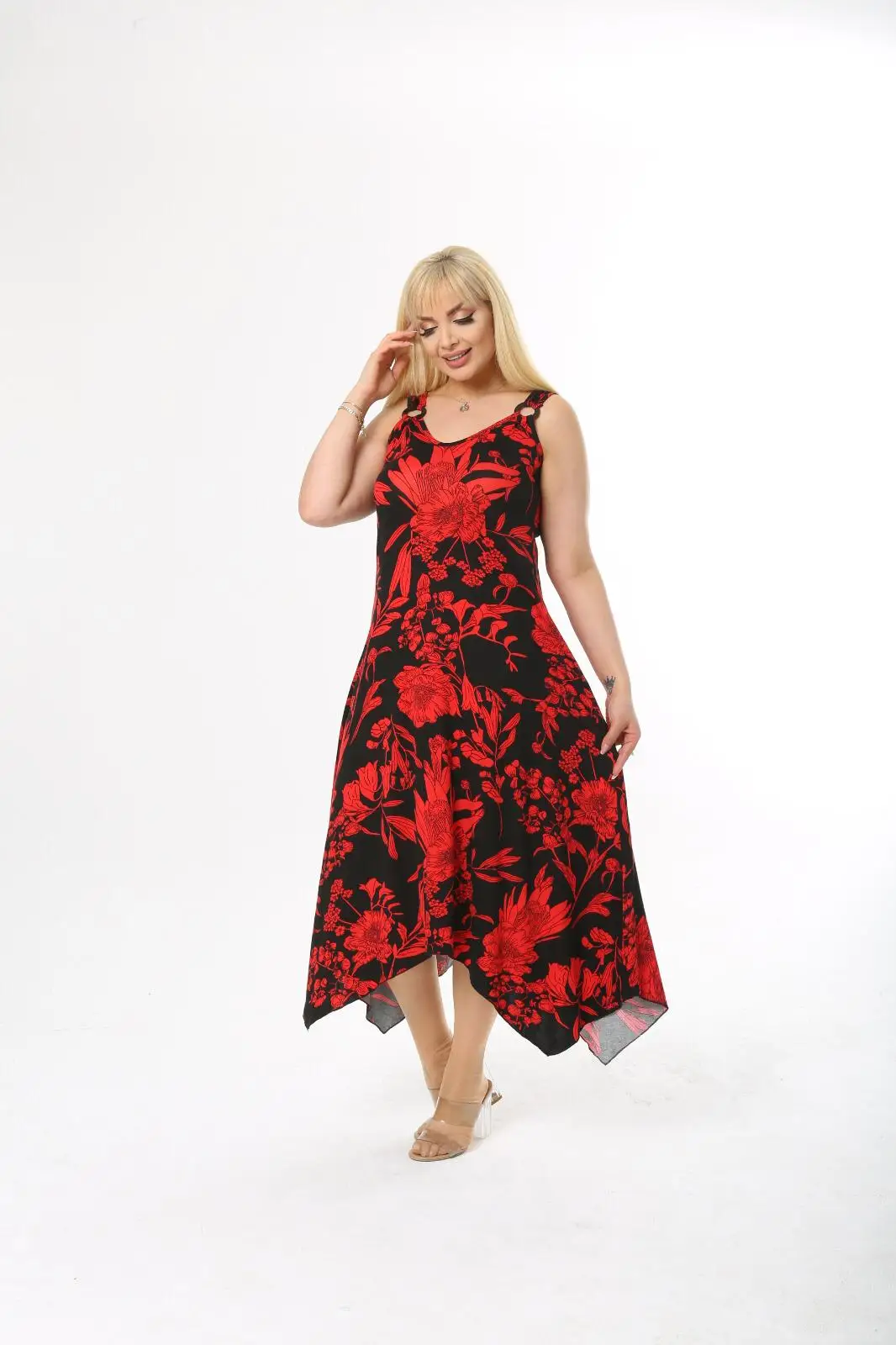 Diaves-Women-Plus-Size-Summer-Fashion-Flower-Pattern-Asymmetric-Skirt ...