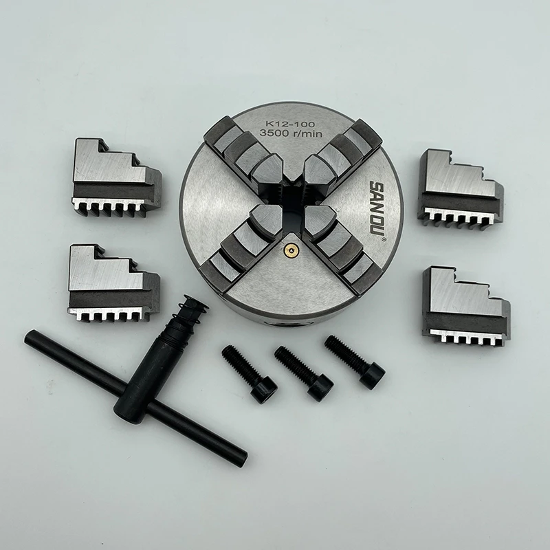 4 Jaw Self Centering Chuck 4'' Lathe Chuck K12 100 SANOU Brand Scroll ...