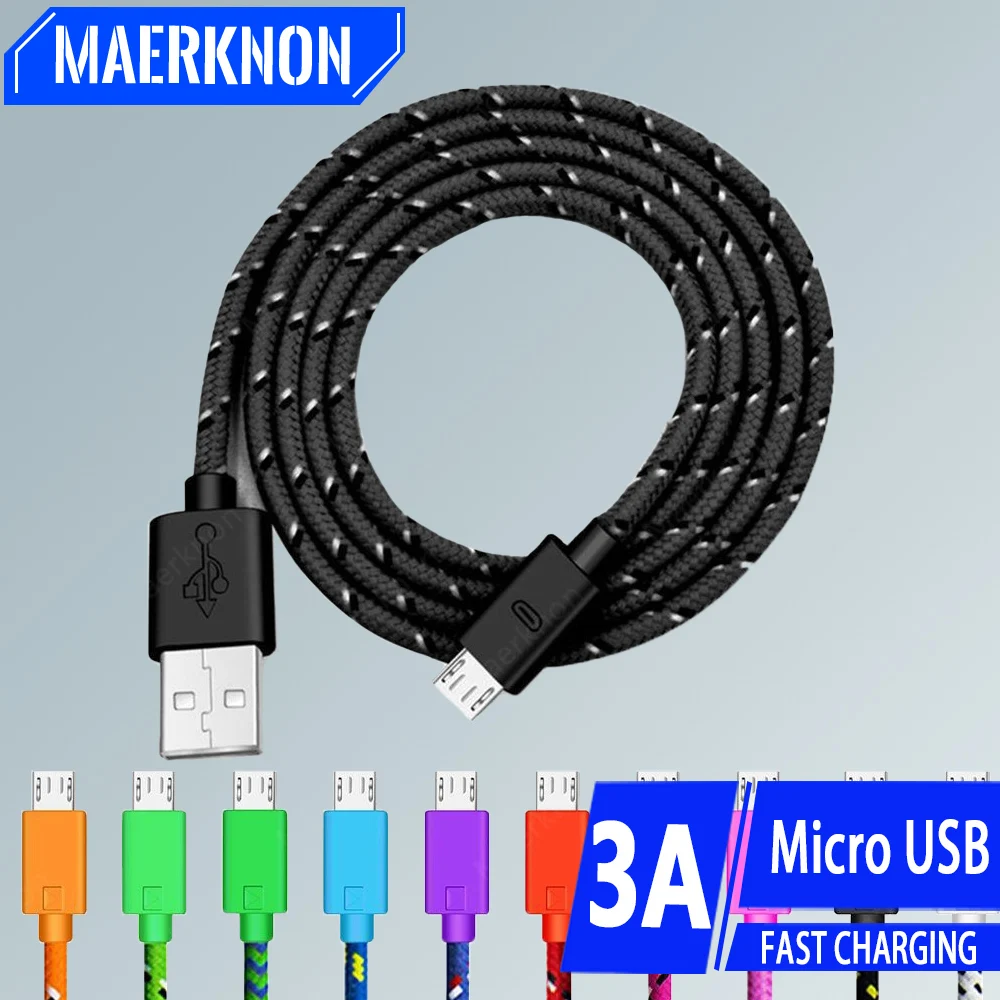2-4A-Micro-USB-Cable-Fast-Charging-Nylon-Braided-Data-Sync-Cord-For ...