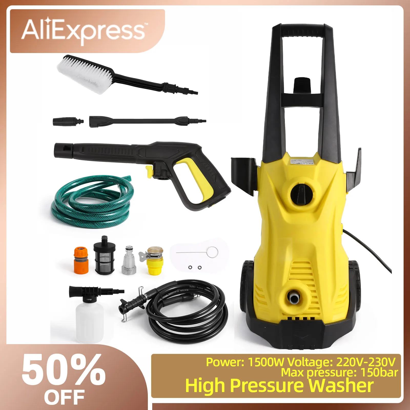 150Bar-1500W-High-Pressure-Cleaner-Washers-Car-Washers-Garden-Washing ...