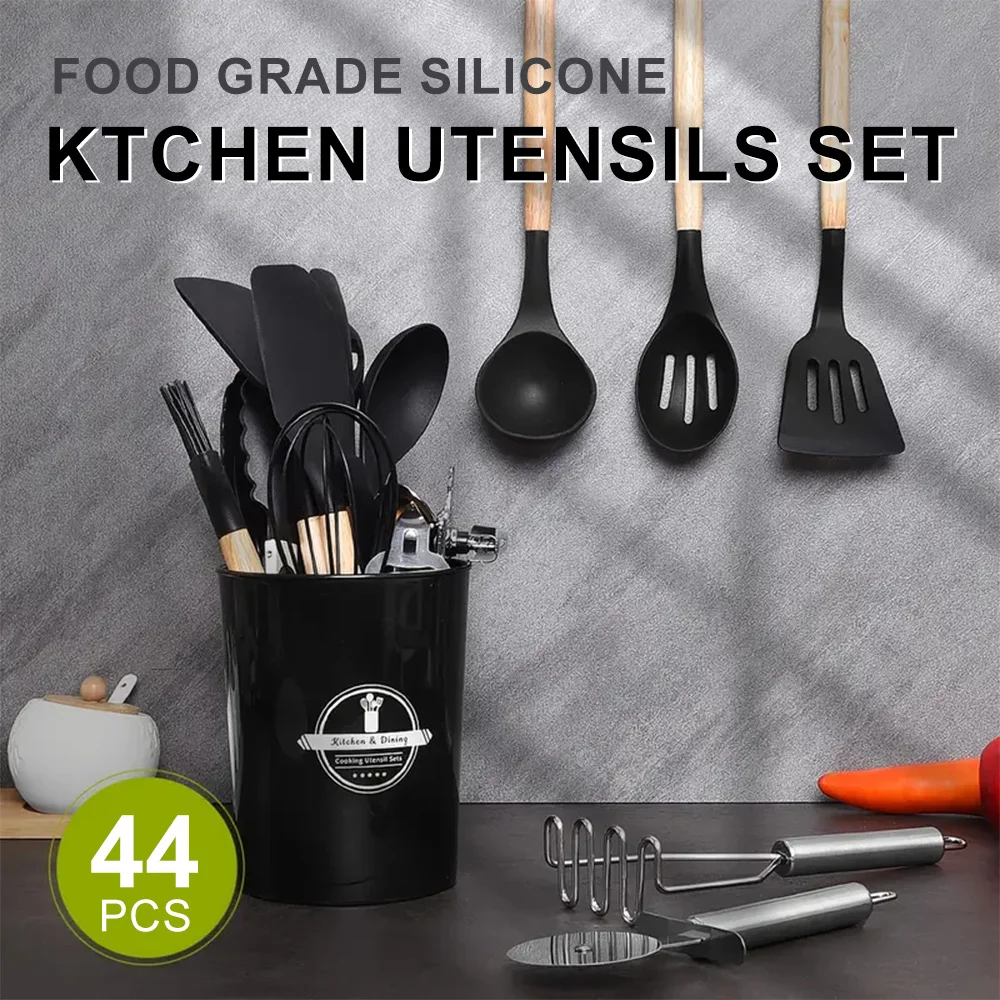 44PCS Silicone Kitchenware Multi-purpose Cookware Utensils Spatula Soup ...