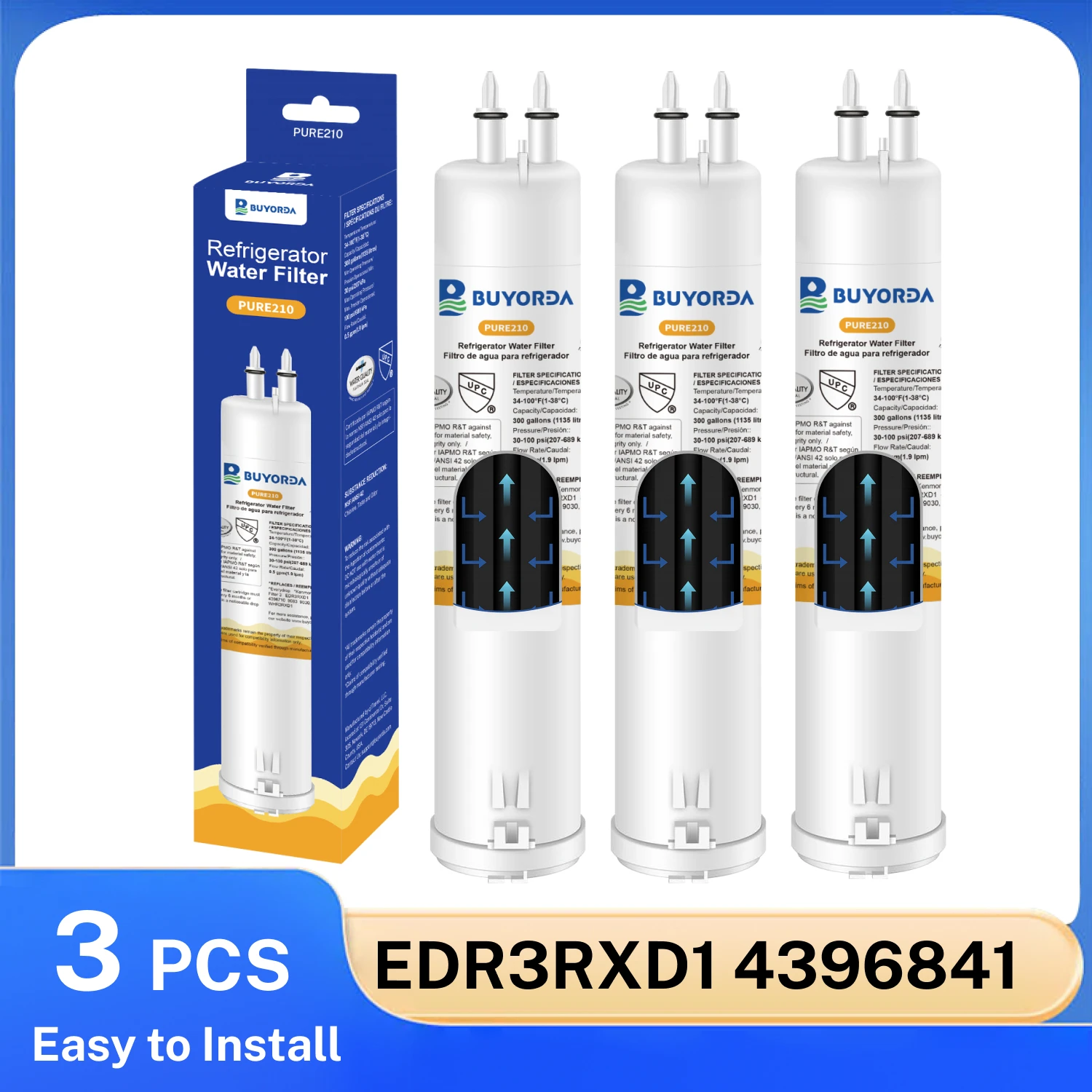 EDR3RXD1 Refrigerator Water Filter Replacement 3 Pack For Everydrop ...