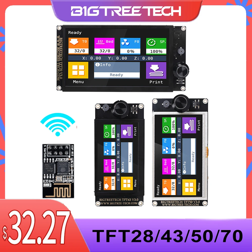 Bigtreetech Tft43 Tft50 Tft70 V3.0 Touch Screen Display Wifi For Skr V1.3 V1.4 Mini E3 Ender 3 ...