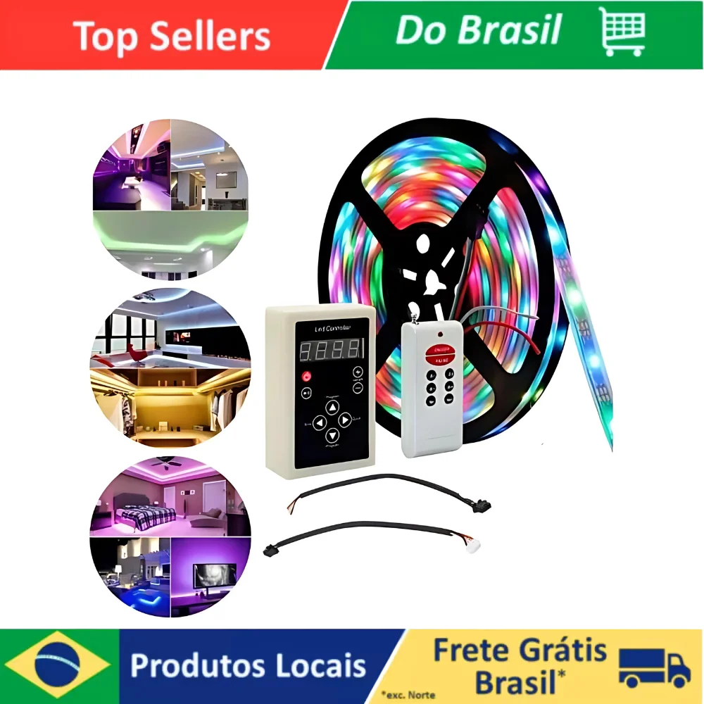 Kit Completo Fita Led Digital 6803 Rgb Com Controle 328 Efeitos Ip67 ...