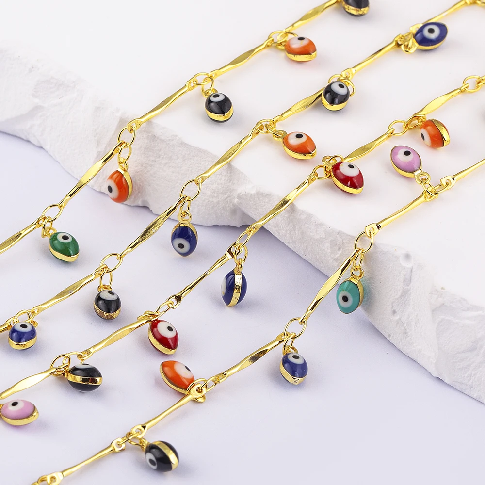 Colorful-Evil-Eye-Pendants-Chains-Necklaces-Bracelets-Copper-Plated ...