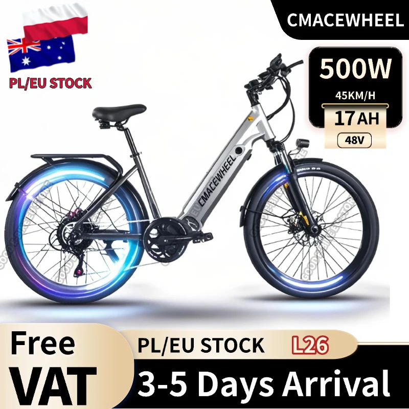 CMACEWHEEL L26 Bicicleta eléctrica 26" Ebike 48V 17Ah Adultos Hombres ...