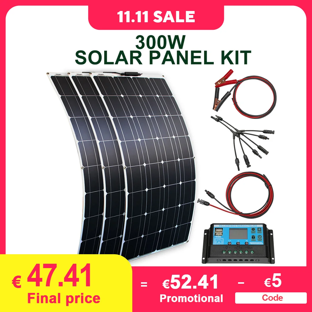 solar-panel-kit-and-300w-200w-100w-flexible-solar-panels-12v-24v-high ...