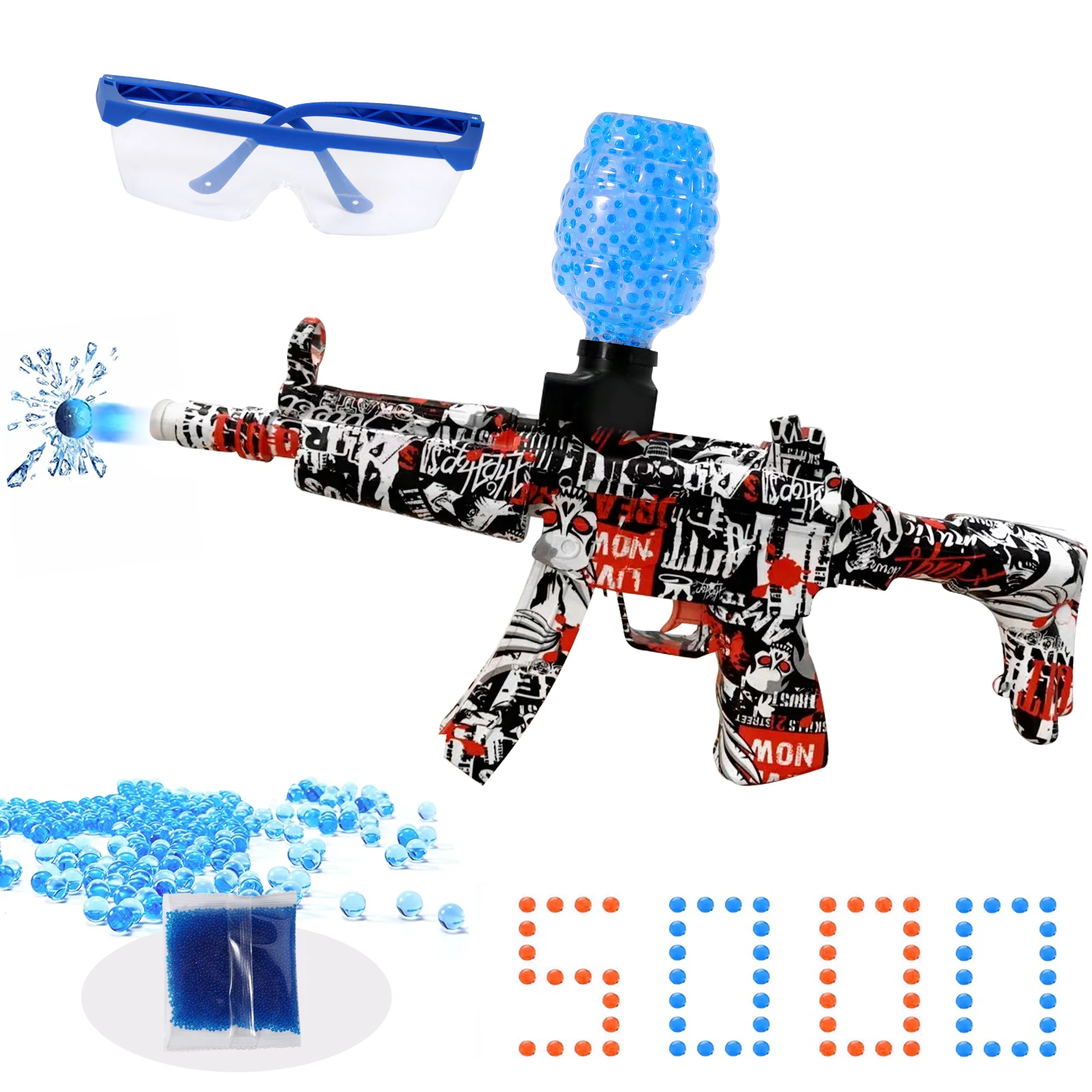 MP7 Graffiti Electric Water Ball Gel Blaster Pistol Toy Gun Splatter ...