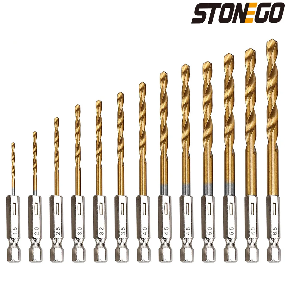 Stonego-13pcs-1-5mm-6-5mm-Bohrer-Set-titan-beschichteter-Hoch ...