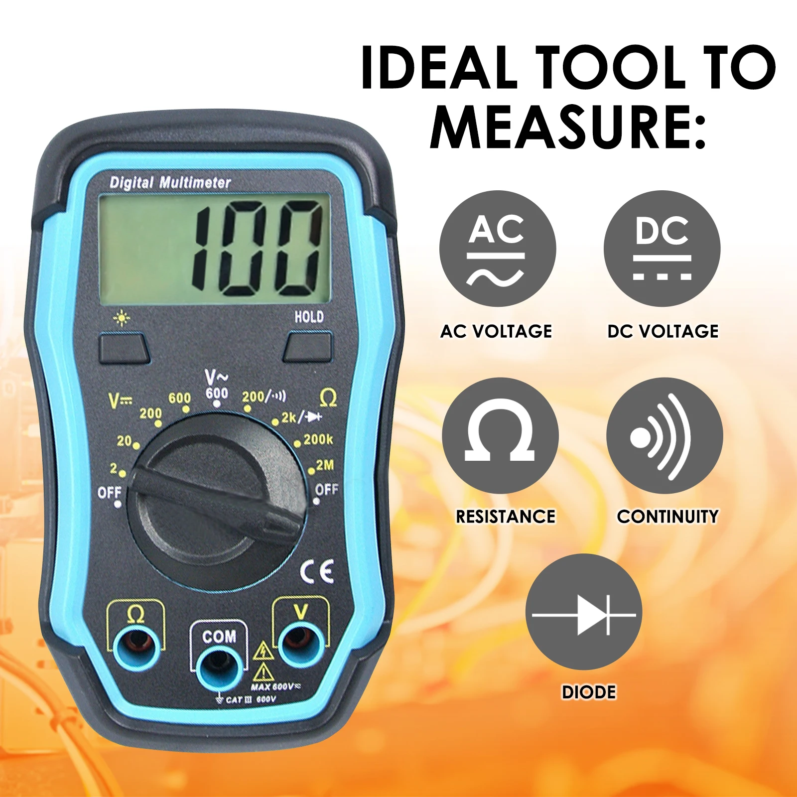 Digital-Multimeter-W-Test-Leads-Overload-Protection-DC-AC-Voltage ...