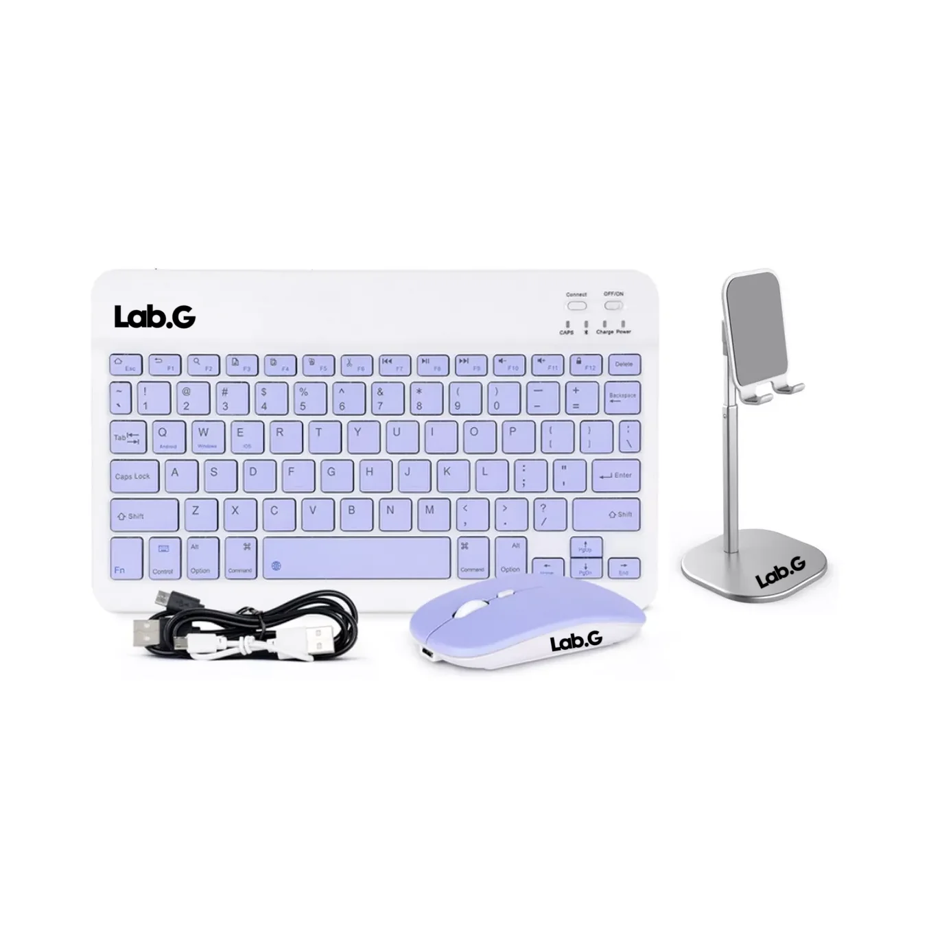 Spanish keyboard and Lab.G Mouse set with Bluetooth + purple stand ...
