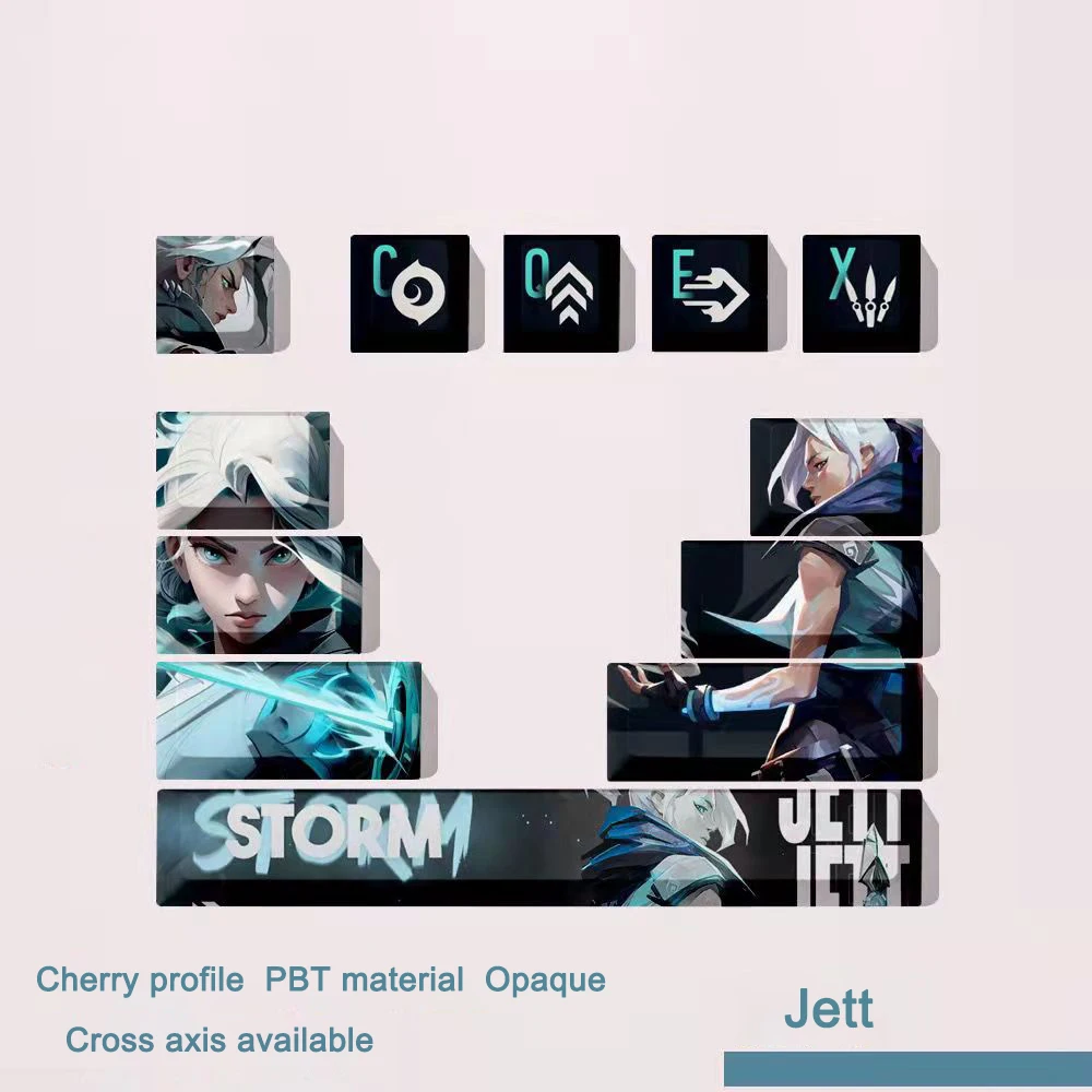 12Key-Set-Valorant-Keycap-Sage-Jett-Omen-Anime-Character-Therma ...