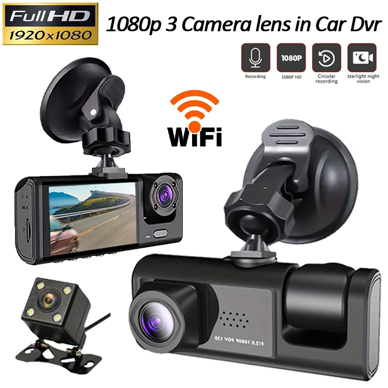 1080p-3-Objektiv-Dash-Cam-f-r-Autos-DVR-Wifi-Kamera-Fahrzeug-2-Zoll ...