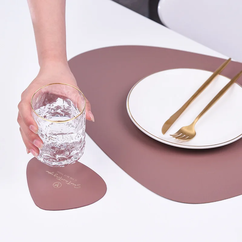 Triangle-Leather-Placemats-and-Coasters-Set-Coffee-Mats-Place-Mats-for ...