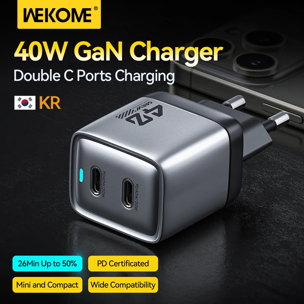 WEKOME-40W-GaN-Charger-High-Speed-Charger-Fast-Charging-Dual-Type-C-QC3 ...