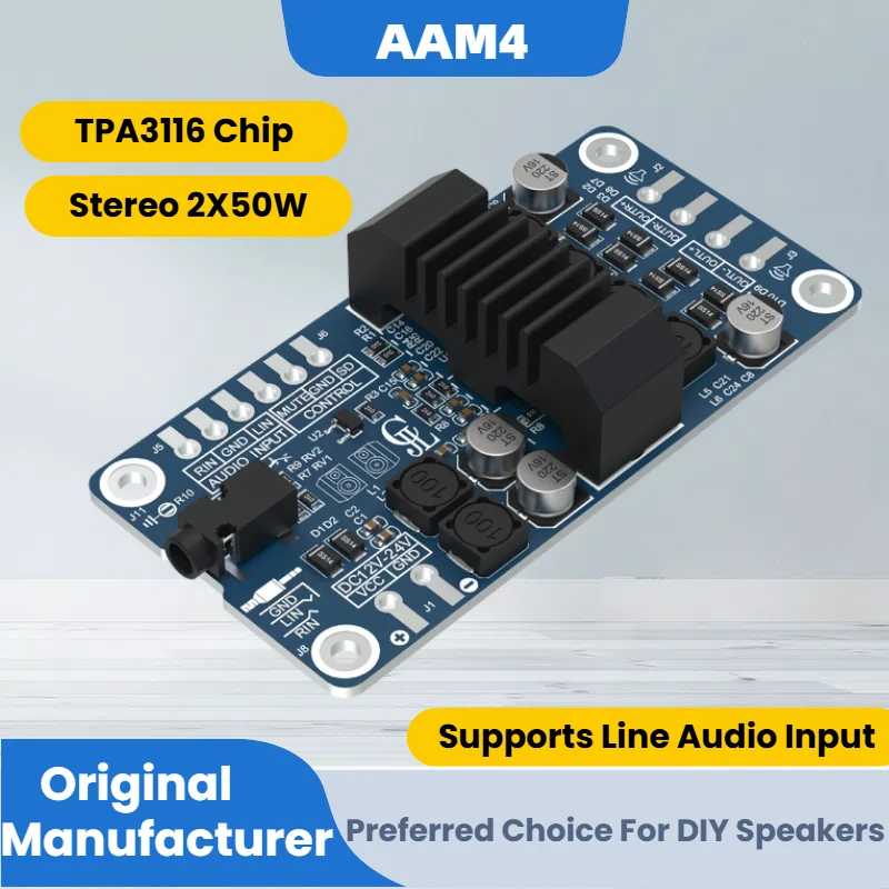 TPA3116 2x50W Audio Amplifier Board Bypass Mode Stereo No POP Sound and ...