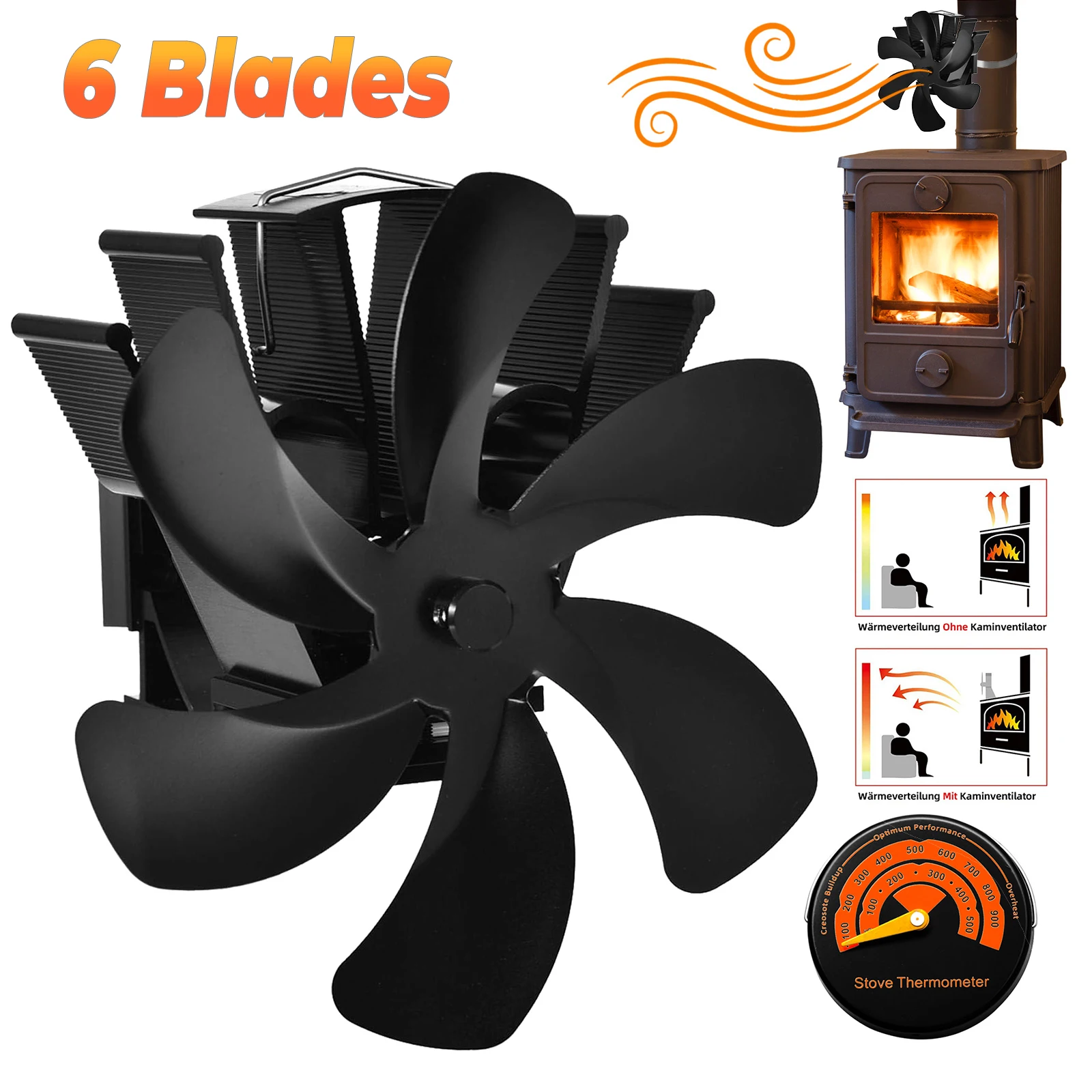 6-Blades-Wall-Hanging-Heat-Powered-Stove-Fan-Log-Wood-Burner-Eco-fan ...