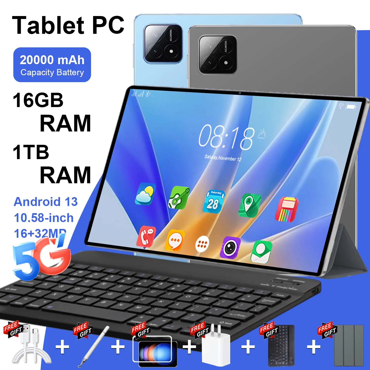 Android 13,0 tableta Pc de 10,58 pulgadas Google Play 14 cámaras duales ...