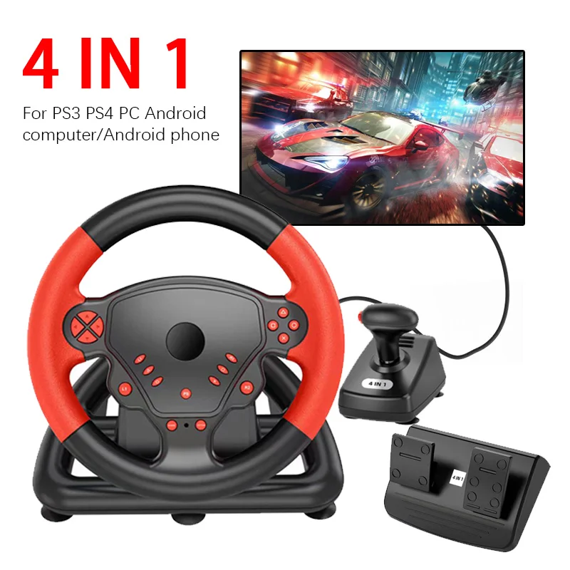 Racing-Game-Steering-Wheel-4-in-1-Vibration-Dual-Motor-Controller-Game ...